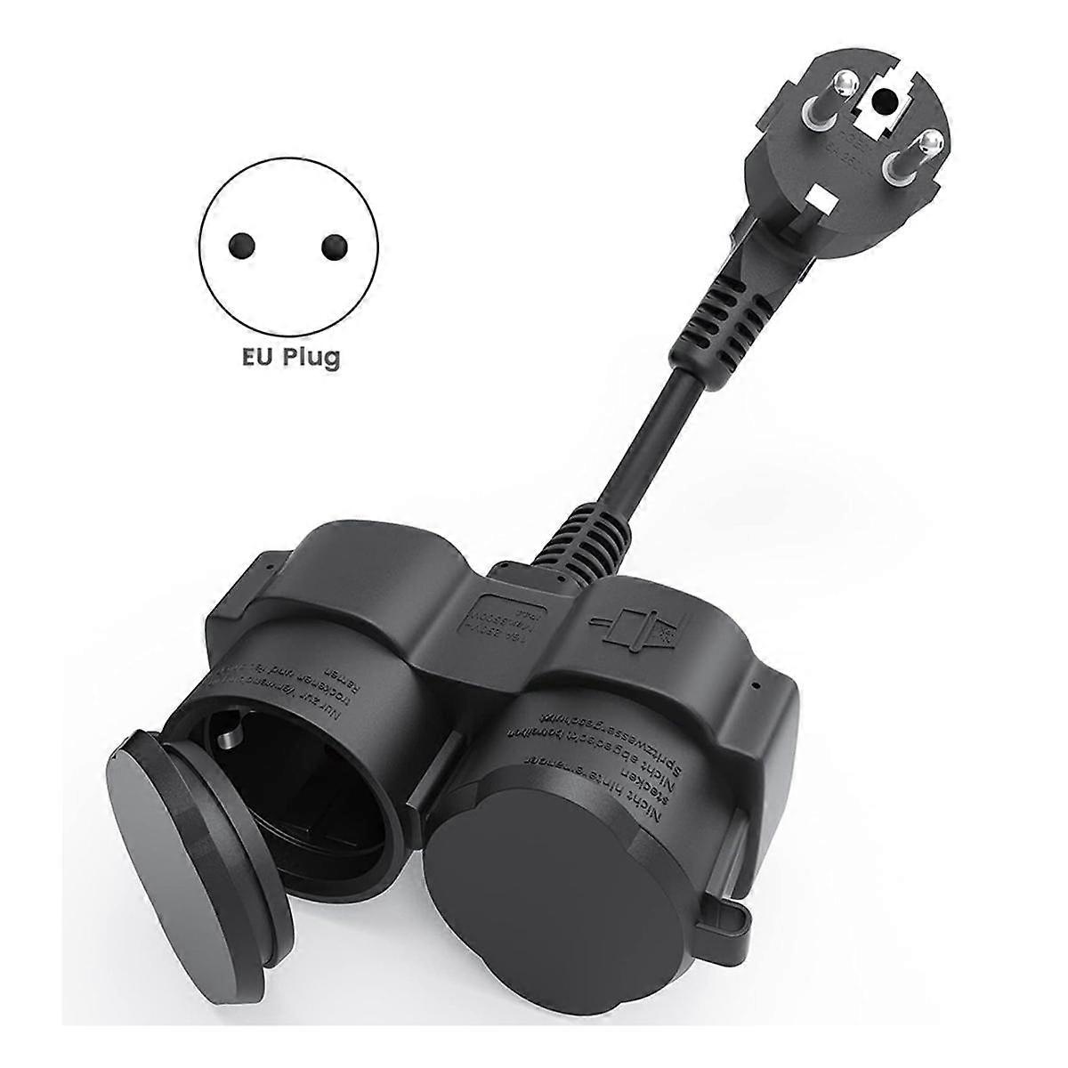 Double Plug for Socket, Extension Cable with 2 Schuko Sockets, Multiple ...