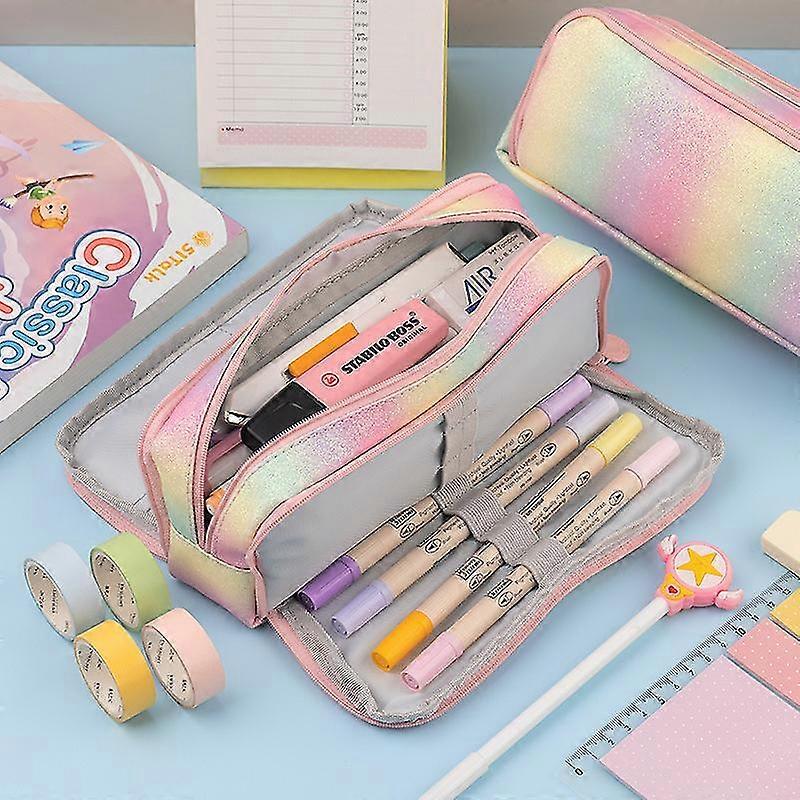 Large Pencil Case With 3 Compartments Makeup For Secondary School ...