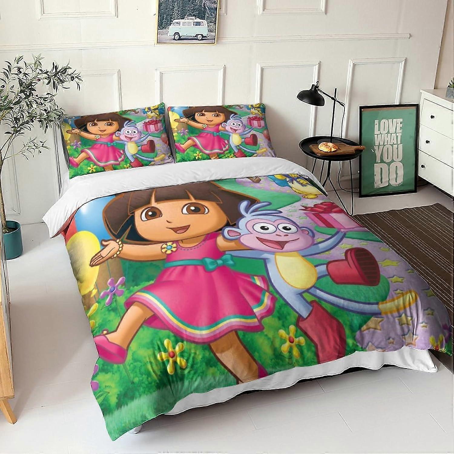 Dora The Explorer Three-Piece Bedding Set D,Dora The Explorer Household ...