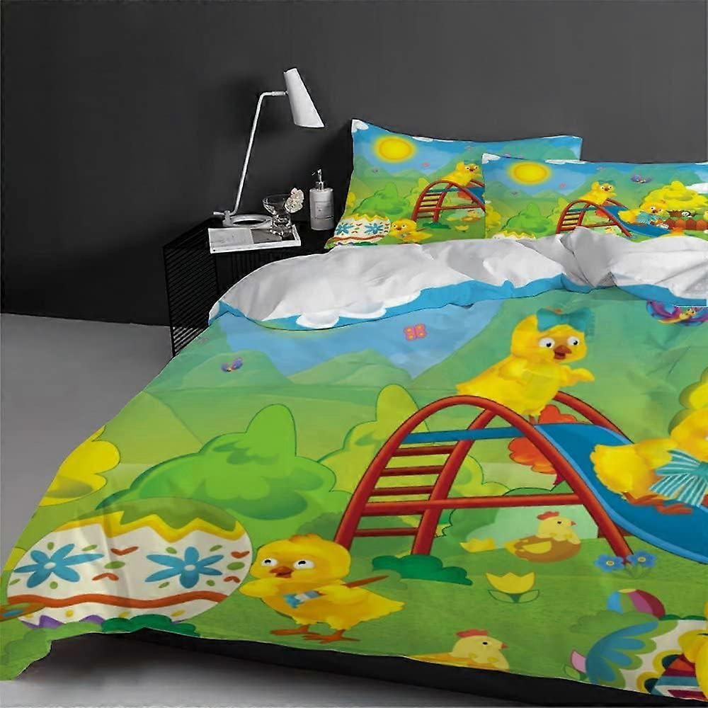 Yellow Chick Duvet Cover 200x200 Boys Girl Quilt Cover Cartoon Animals ...