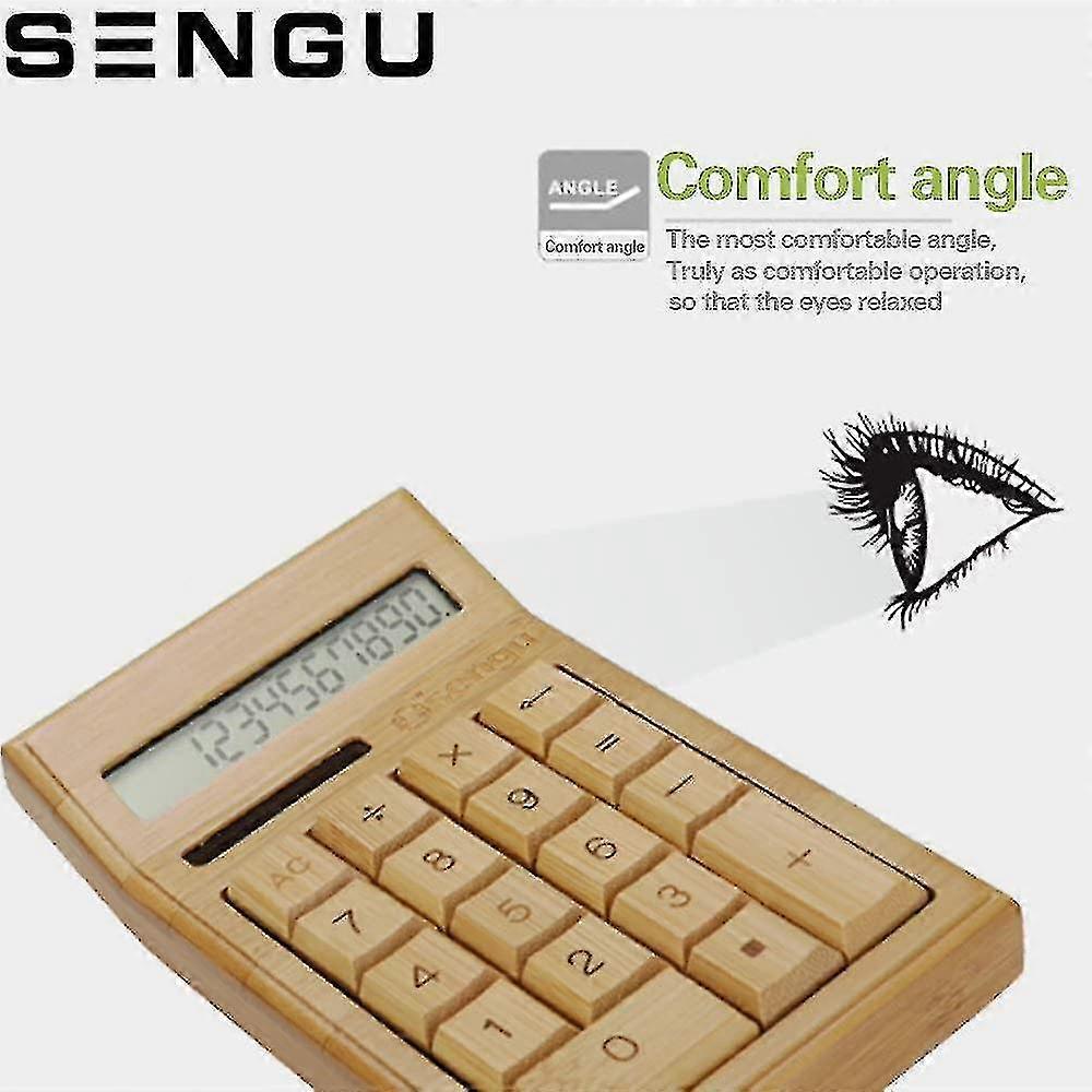 Bamboo Wooden Solar Calculators Standard Function Desktop Calculator ...