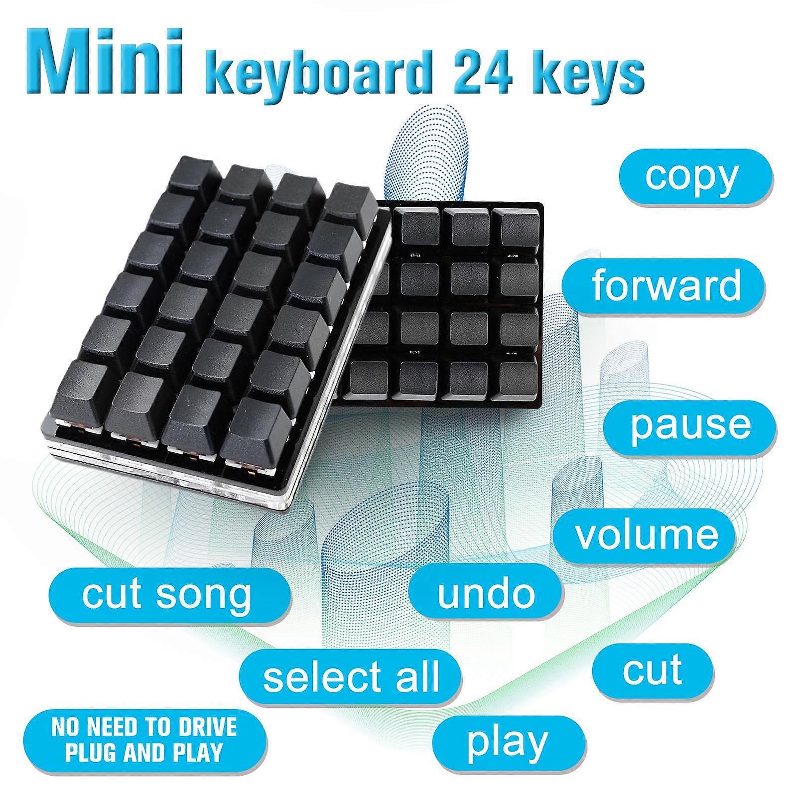 Black 24-key Keypad Mechanical Keyboards Custom Shortcut Programmables ...