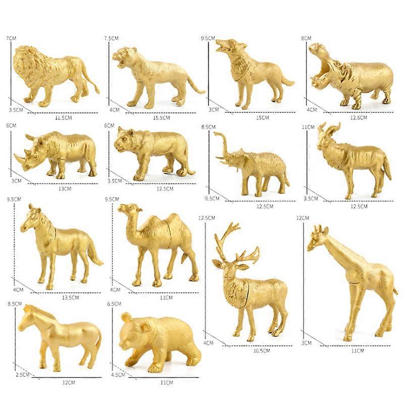 Hayvanat bahçesi oyuncak fil, zürafa, aslan ve kaplan altın hayvan ...