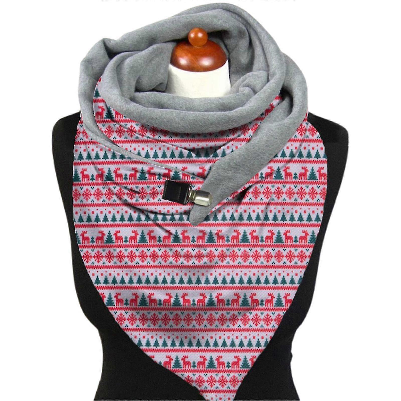 Women Winter Warm Scarf Christmas Elk Snowflake Print Neck Warmer Snood ...