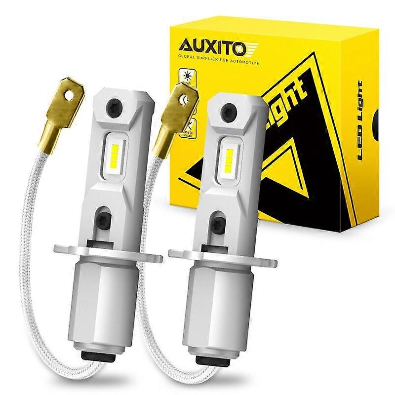 AUXITO 2Pcs H3 LED Headlight Bulb Canbus No Fan High Beam 6500K White ...
