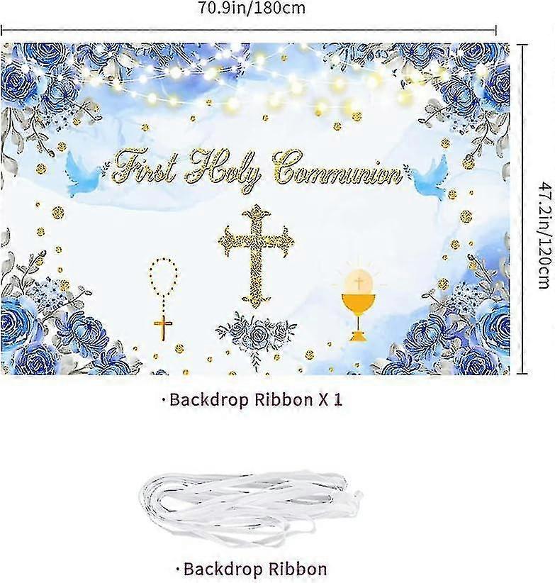 First Holy Communion Backdrop Banner Christening Baptism God Bless ...