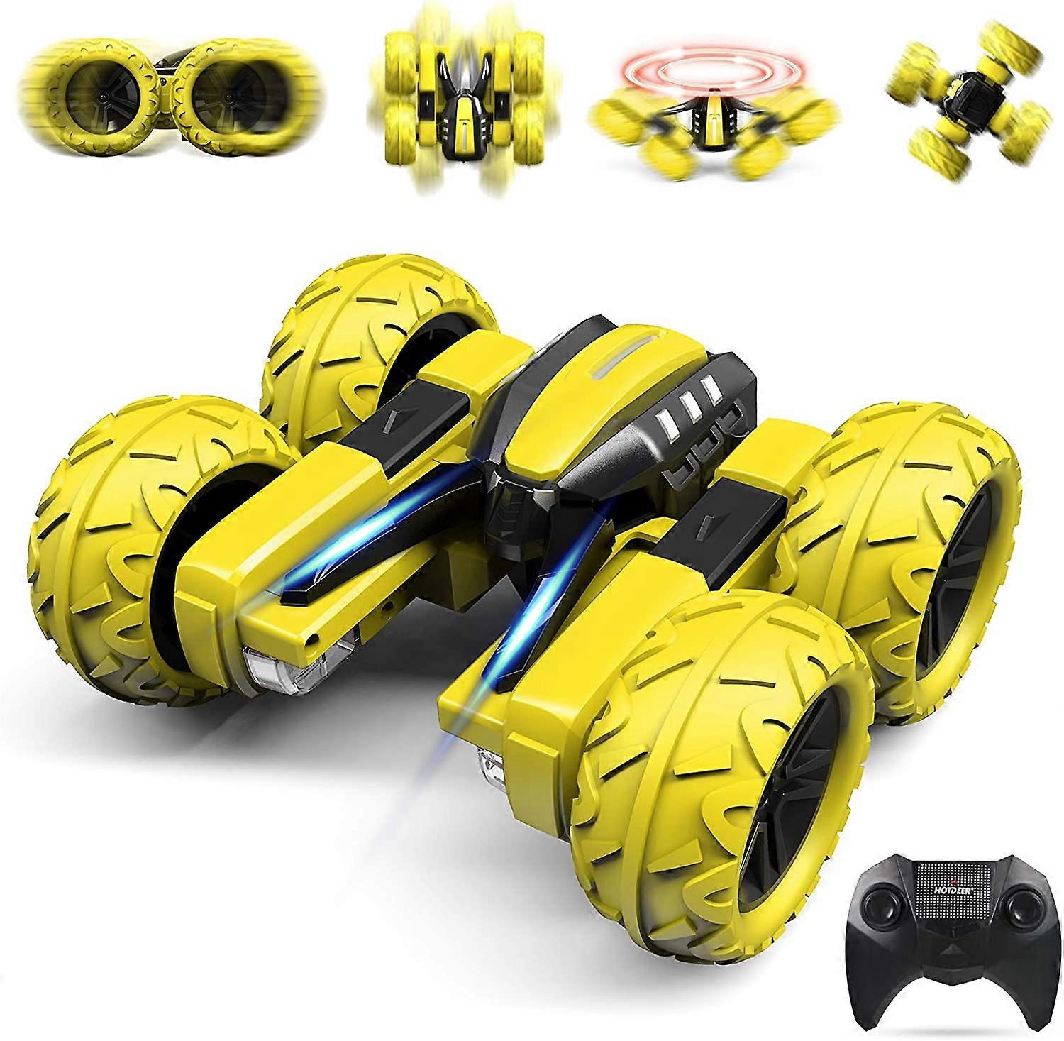 Remote Control Car, RC Stunt Car, Electric 4WD 2.4Ghz Double Sided Rotating Car with LED Light ...