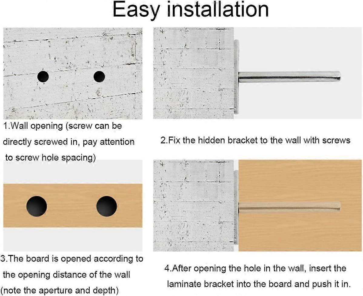 4 Pieces Invisible Floating Shelf Brackets Hidden Fixture T Shape Wall ...