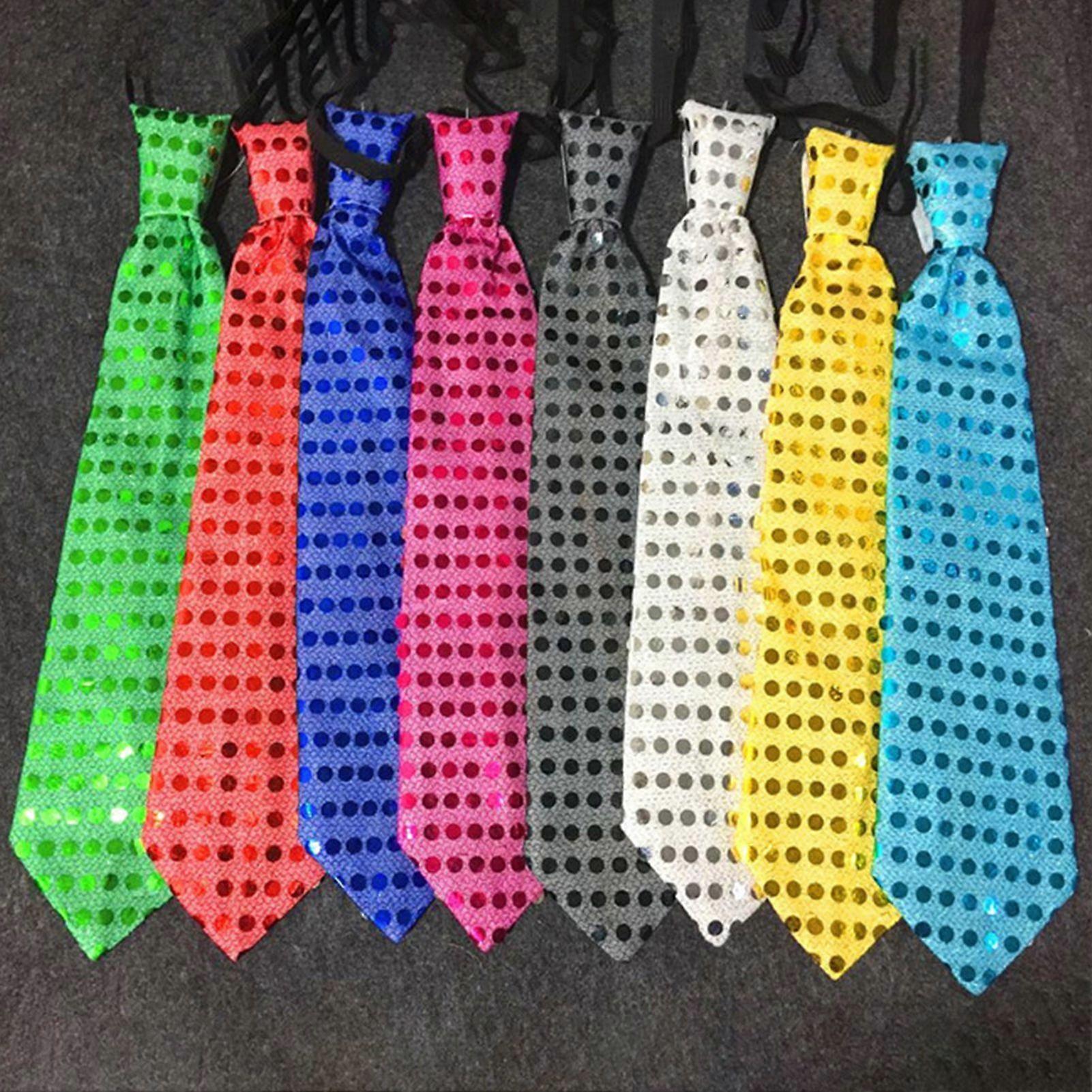 LED Luminous Tie Dot Print Button Battery Powered Necktie Men Women ...