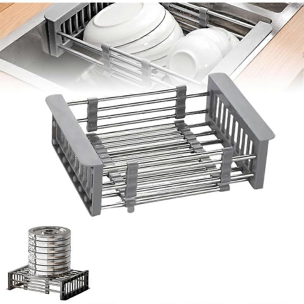 Extend Kitchen Sink Drain Basket, Stainless Steel Retractable Sink Rack ...