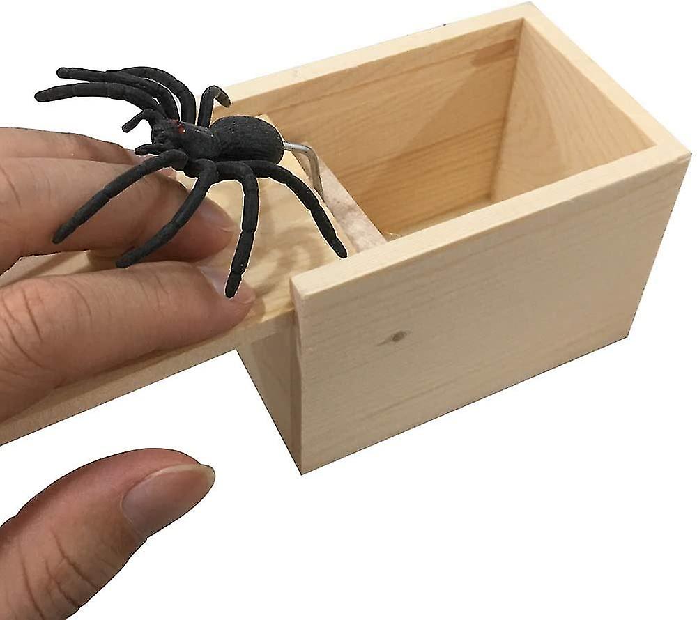 Prank Spider Surprise Box Rubber Spider Prank Box Tricky Spider Wood ...