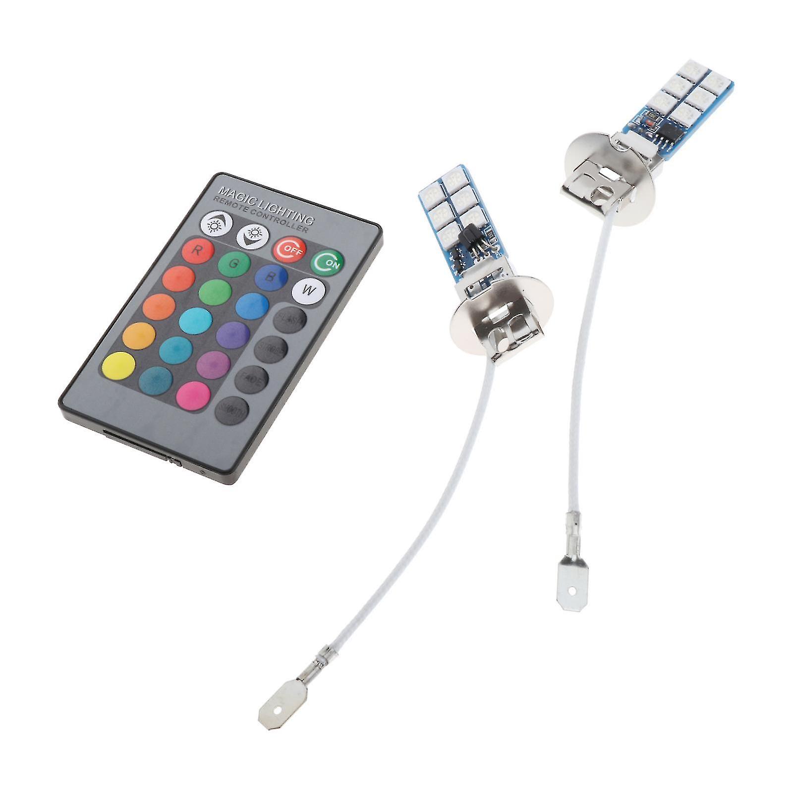 2pcs 880 881 H1 H3 Rgb Led Car Headlight Fog Lights Lamp Bulbs H3 Plug ...