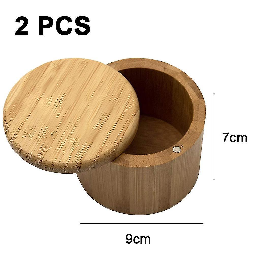 Bamboo Salt Box,salt Holder With Lid, Salt Shaker, Cumin And Pepper ...