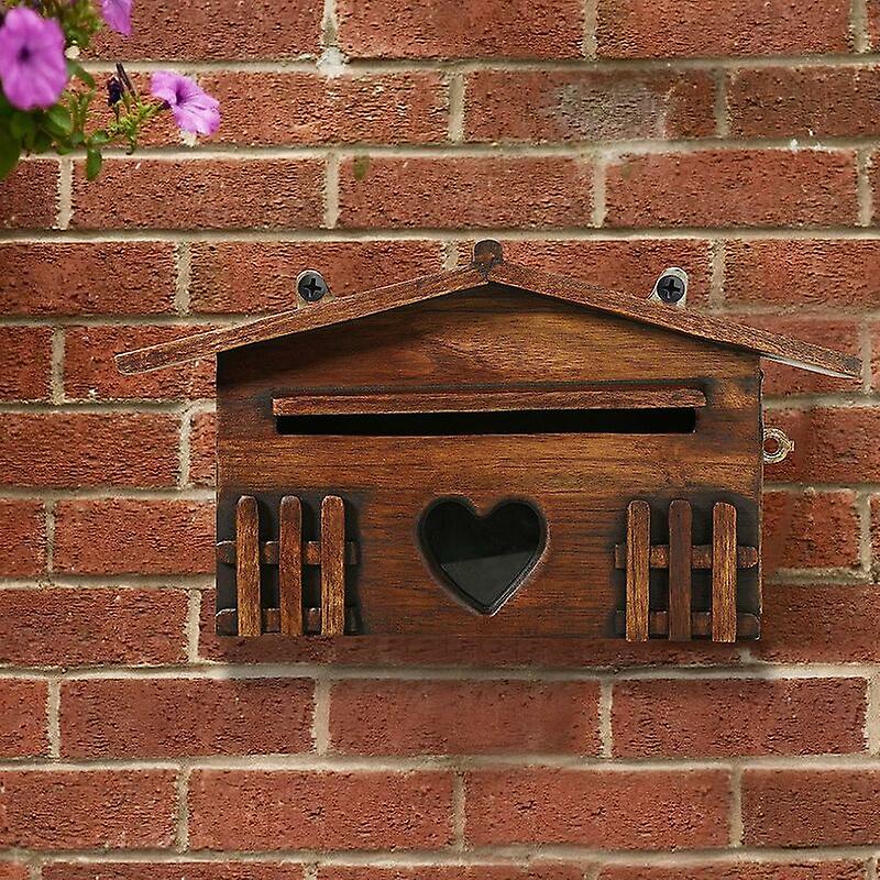 Wooden Mailbox, Classic Outdoor Wooden Mailbox, Waterproof Wall Mount ...