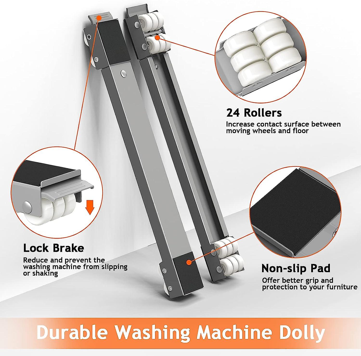 set of 2 moblies washing machine transport castors under chassis for ...