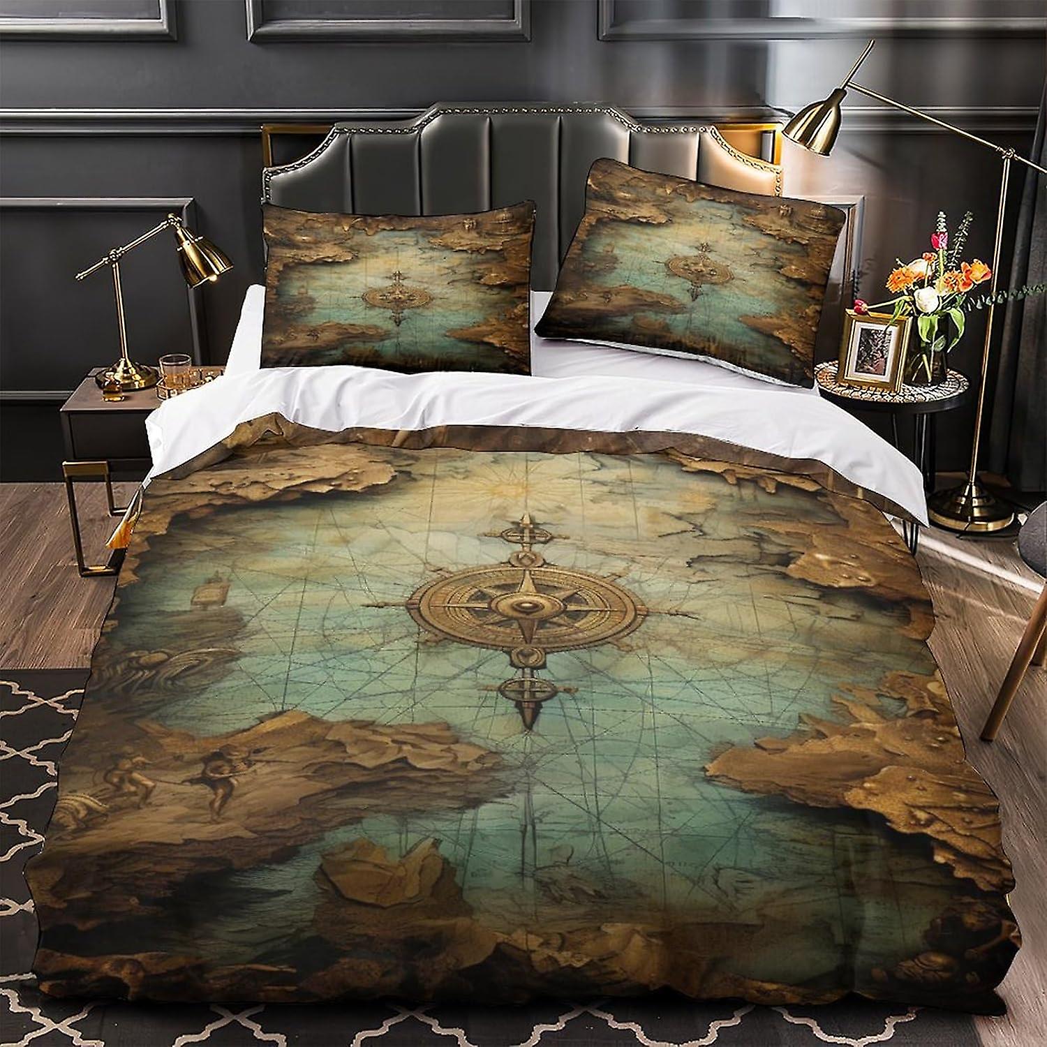 EKENOZ Nautical Map 3 Pieces Cartoon Duvet Cover Sets for Young ...