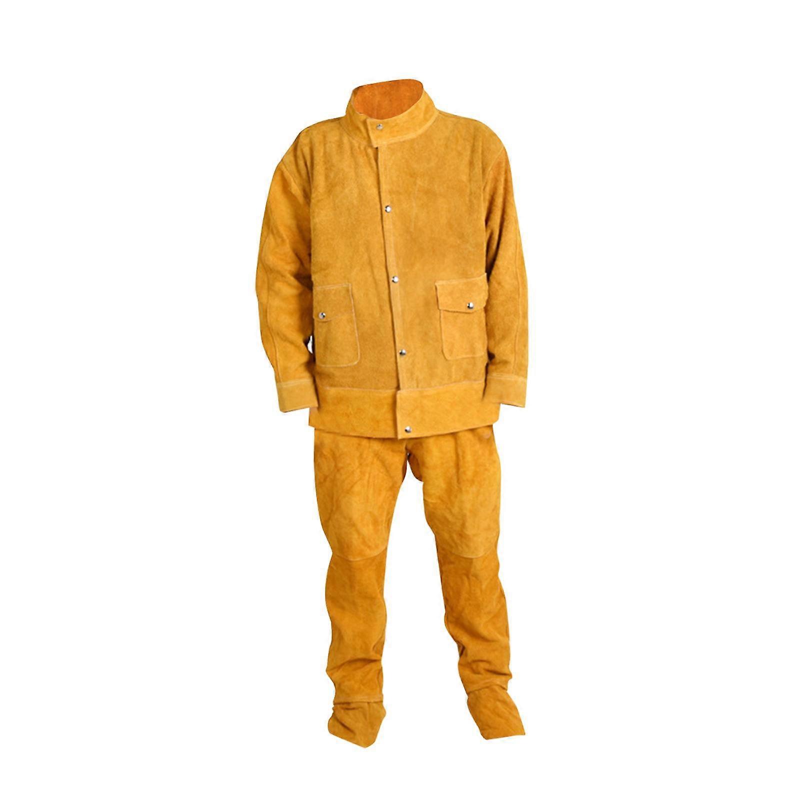 Cowhide Welding Jacket Pants Suit Anti Scald Protective Gear Welder ...