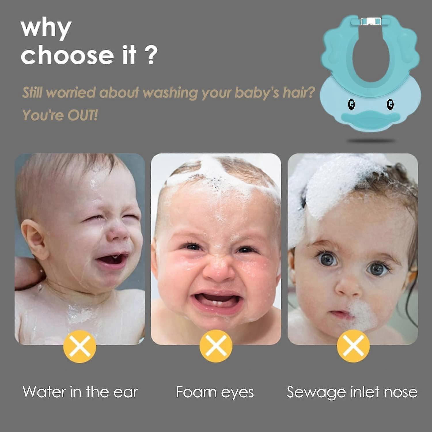 Baby Shower Cap, Blue Baby Shower Cap, Adjustable Visor Bathing Caps ...