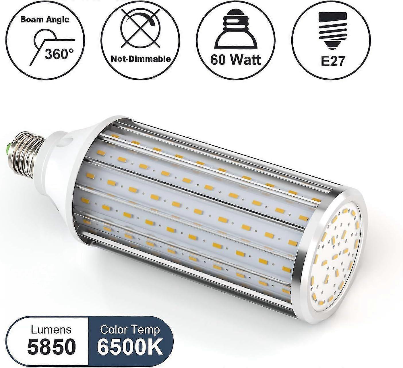LED Bulbs E27 60W 6000K 5850LM 160X5730SMD Corn Light Bulb, 550W High ...