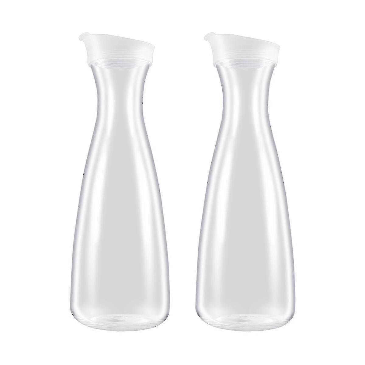 2pcs 1.6l Plastic Water Carafes With White Flip Tab Lids- Food Grade ...
