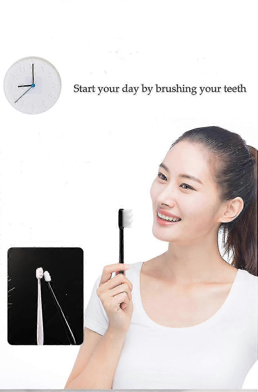Super Soft Toothbrush Soft Bristle Adult Toothbrush (black White) (2pcs ...