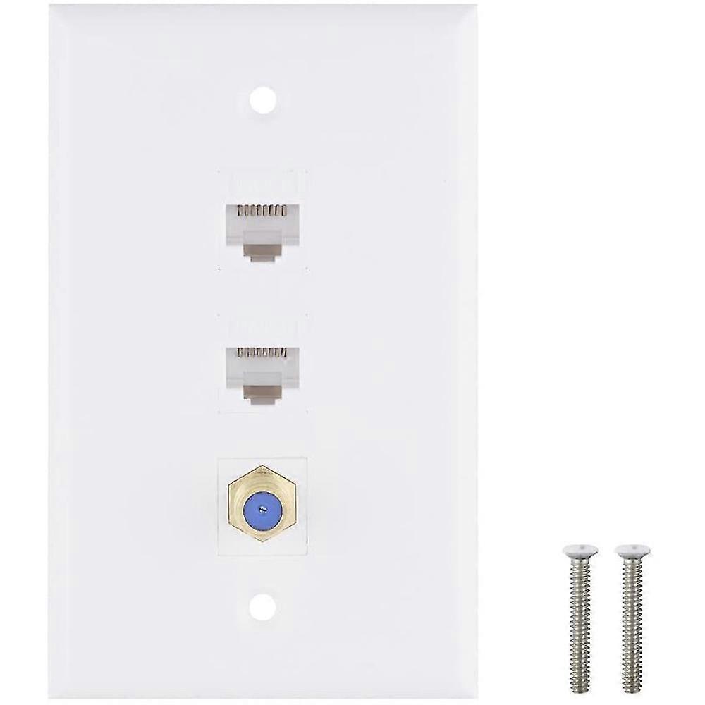 Ethernet Coax Wall Plate,2 Port Cat6 Rj45 And 1 Port F Type Connector ...
