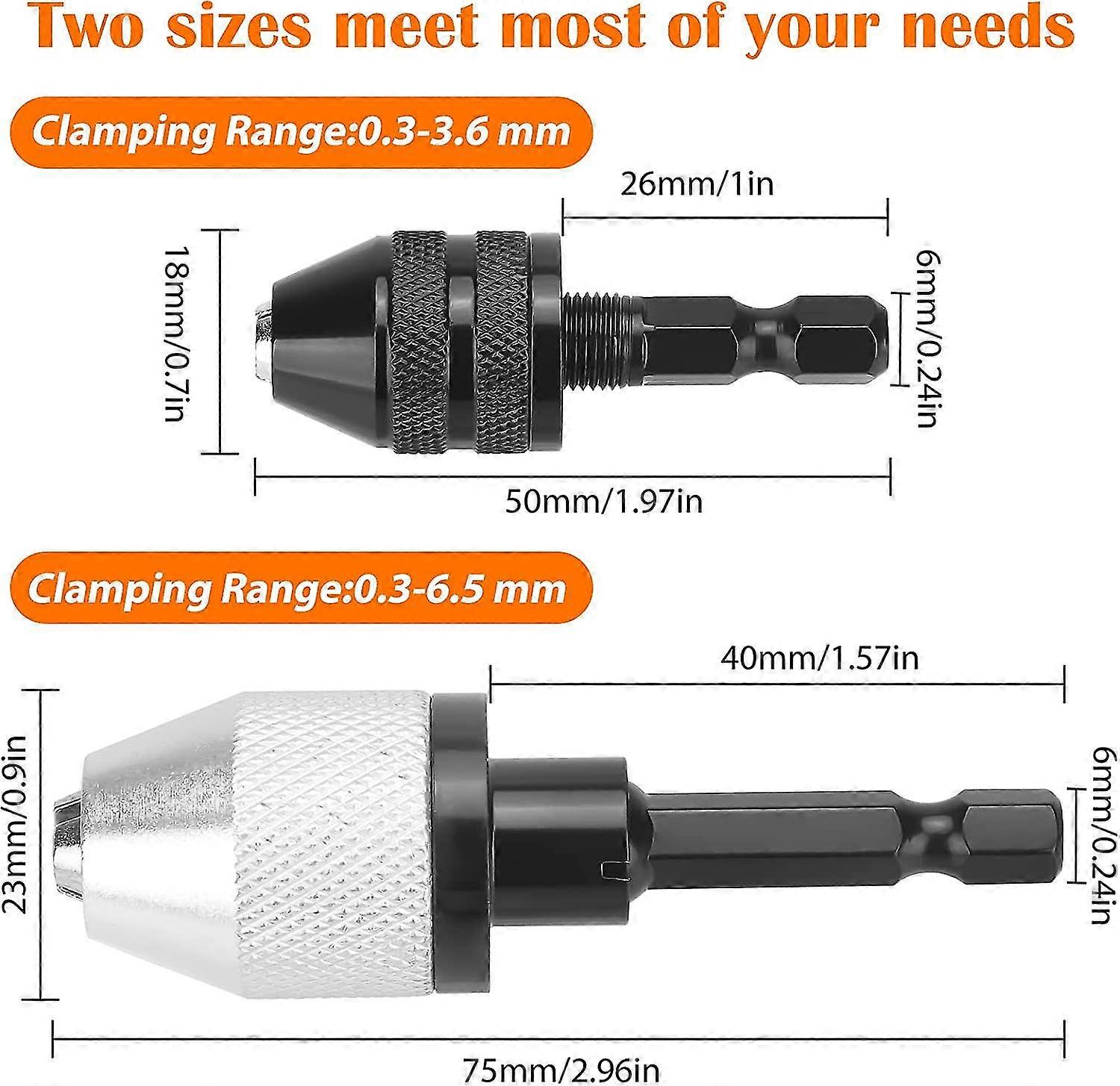 Keyless Drill Chuck Conversion Tool,2 Pcs 1/4 Inch Hex Shank Keyless ...