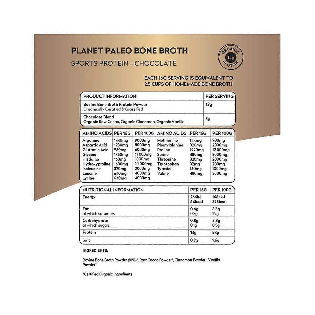 Planet Paleo Organic Bone Broth Sports Protein Chocolate 240g | Fruugo US