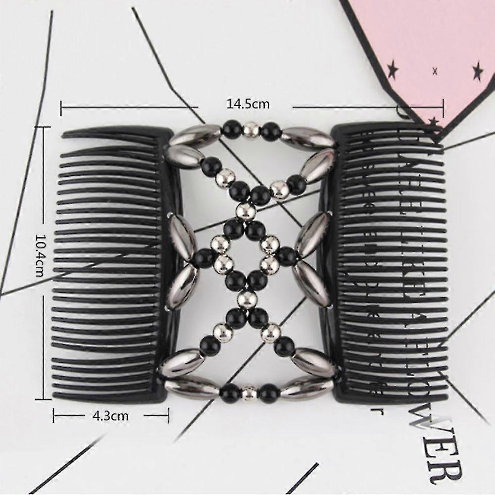Double-row Insert Comb Hair Iron Hair Combs Magic Wooden Beads Double ...