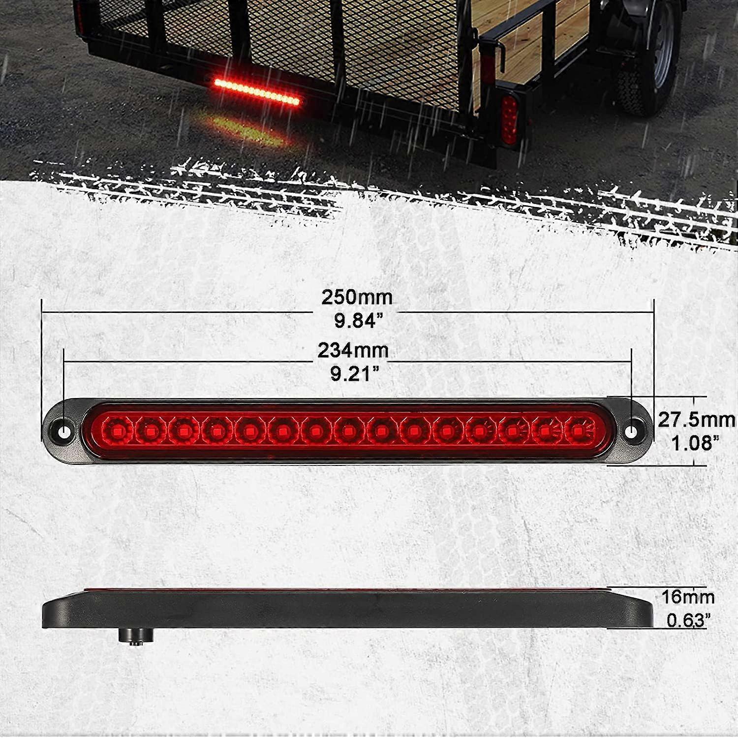 2 Pcs 12V 15 LED Trailer Brake Tail Light Bar, Waterproof Tail Lights ...