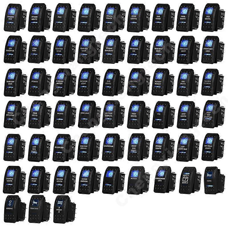 12v/24v Blue Led Lamp 5 Pins On Off SPST Rocker Button Switch ARB ...