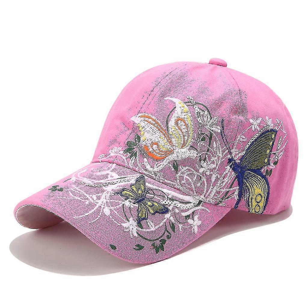 Embroidered Baseball Cap Butterfly Embroidery Duck Tongue Lip Print ...