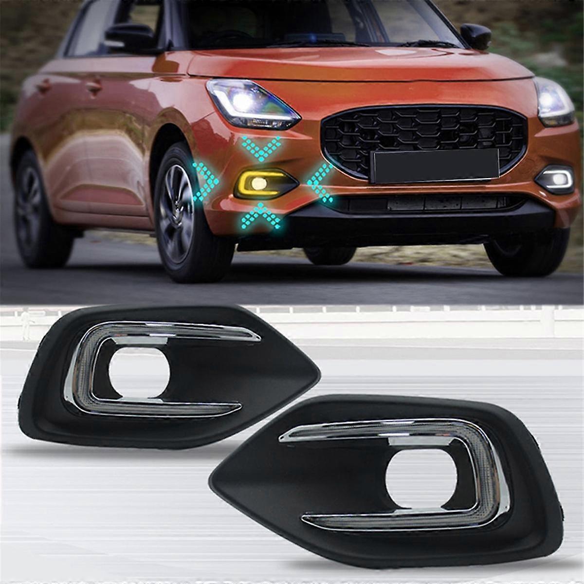 For Swift 2024 LED DRL Daytime Running Lights Fog Lamp Cover Streamer Turning Yellow White ...