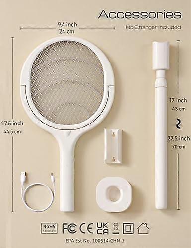 Rotating Head Rechargeable Electric Fly Swatter, Bug Zapper Racket with ...