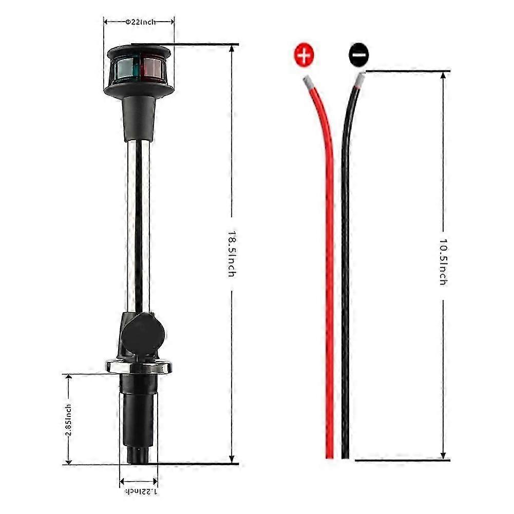 Bow Light LED Boat Navigation Lights Red and Green Bi-Color Light Pole ...