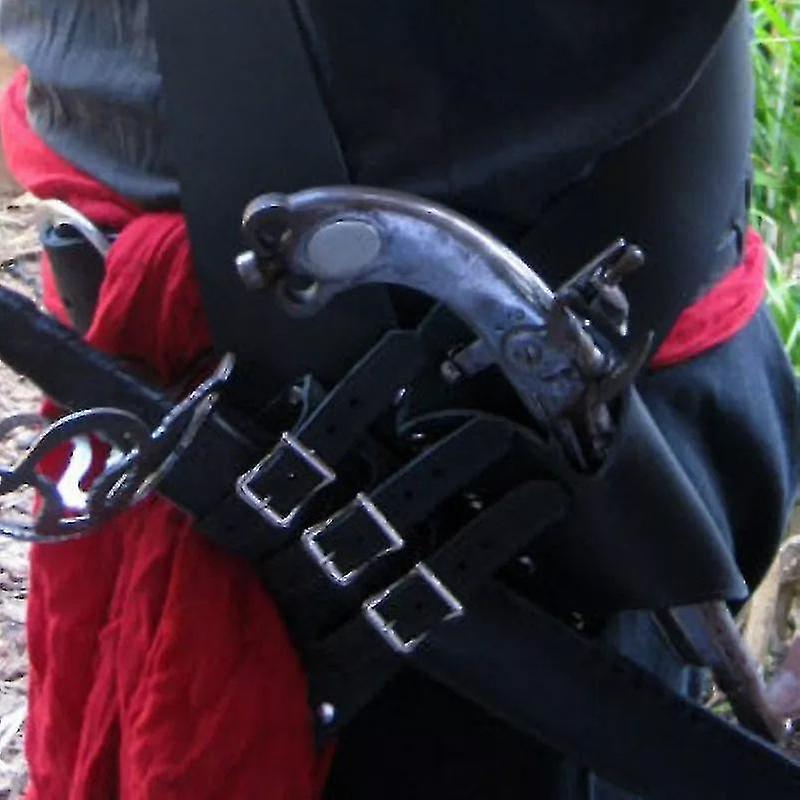 Medieval Leather Shoulder Belt Sword Flintlock Pistol Holster Steampunk ...