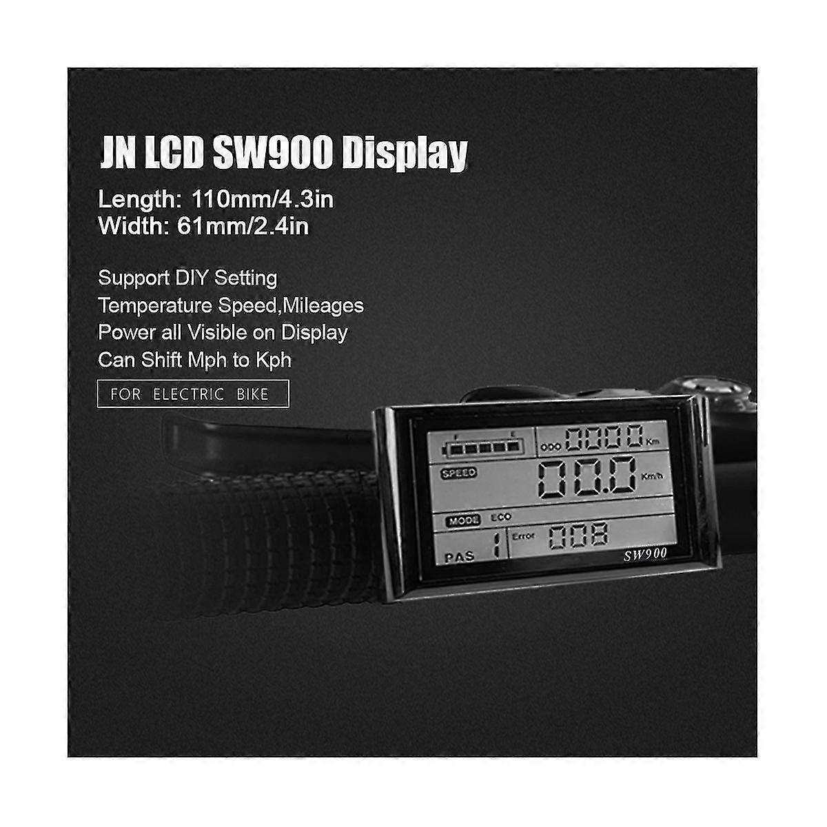 For Ebike Sw900 Lcd Display Control Electric Bicycle Speed Meter Plug ...