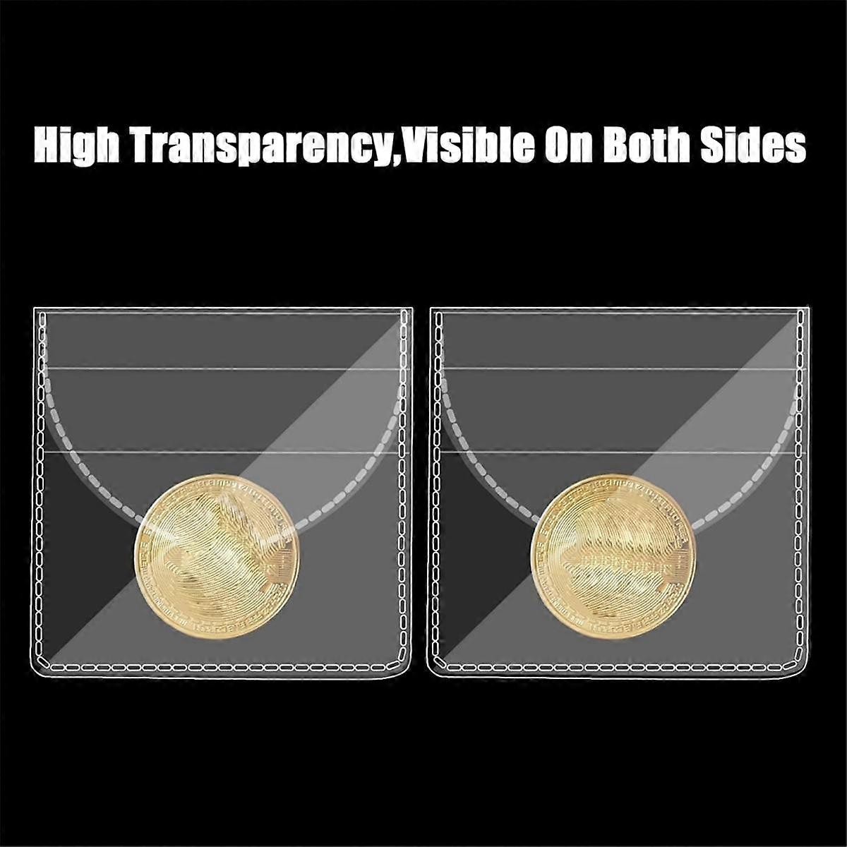 150Pcs Single Pocket Coin Flip Coin Sleeves Holders Clear PVC Coin ...