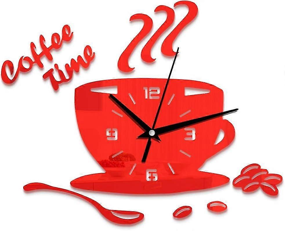 Acrylic Wall Clocks Coffee Time Cup Clock Battery Operated Large Clock ...