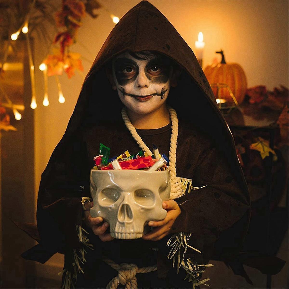 Retro Tabletop Decor Porcelain Gothic Skull Pasta Bowl Halloween ...