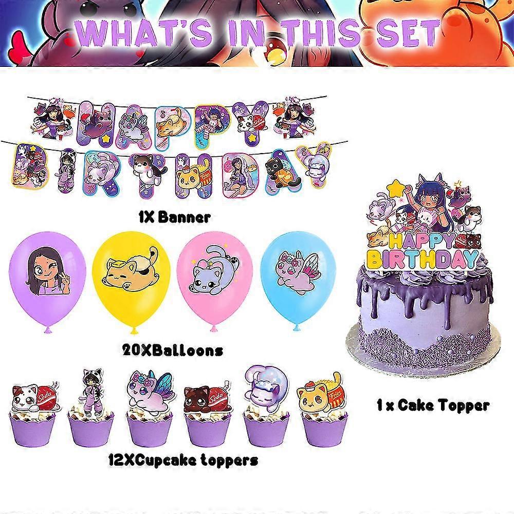 Aphmau Plushies Theme Birthday Decor Cartoon Cute Birthday Decorations ...
