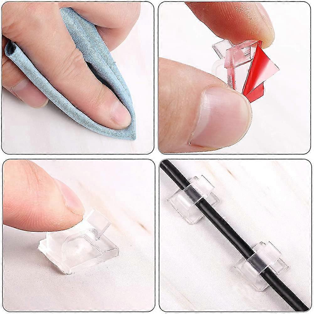 100 Pieces Cable Holder Self-adhesive Mini Outdoor Cable Clips With ...