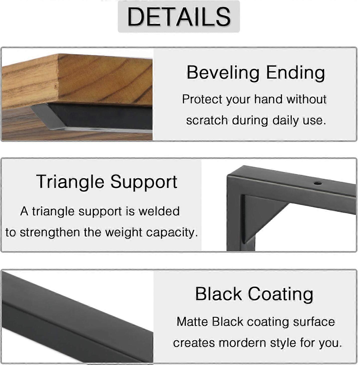 Heavy Duty Brackets Set of Wall Mount Triangle Shelf Brackets Black ...