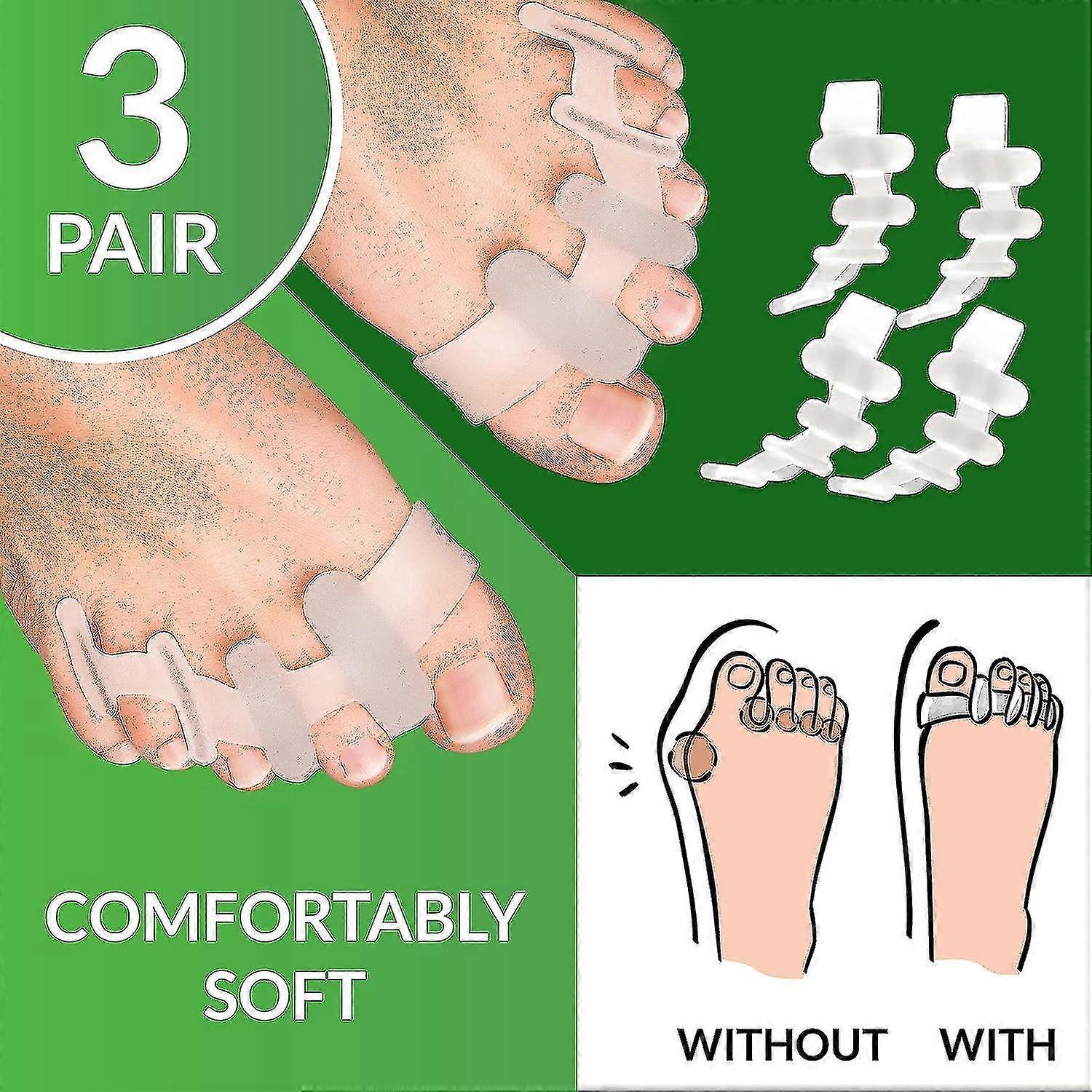 Yogamedic Toe Separator For Overlapping Toes 6pcs Improved Silicone, 0% ...