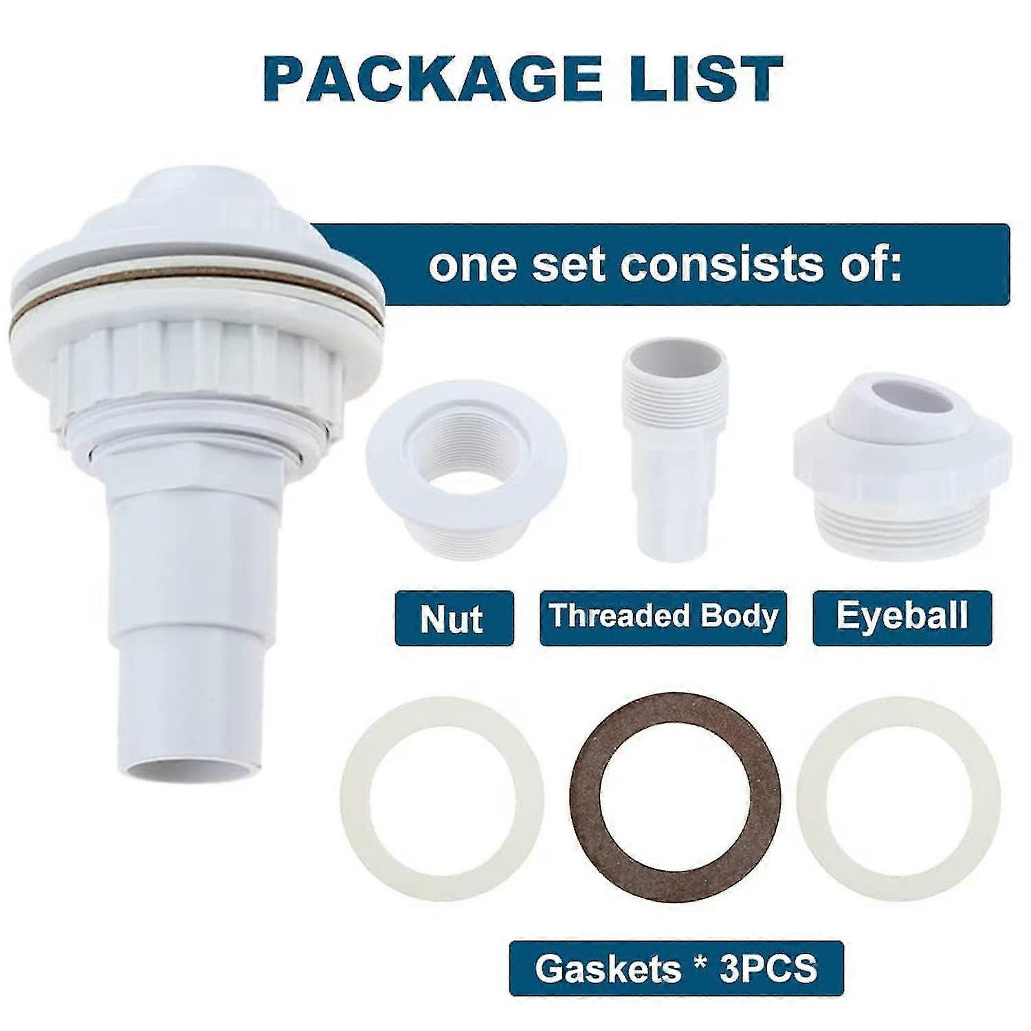 Above Ground Pool Return Outlet Jet Removable Complete Plumbing Fitting ...