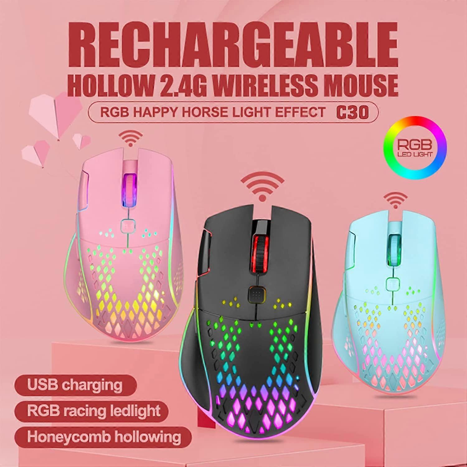 Wireless Rechargeable Honeycomb Gaming Mouse with RGB Light/Silent ...
