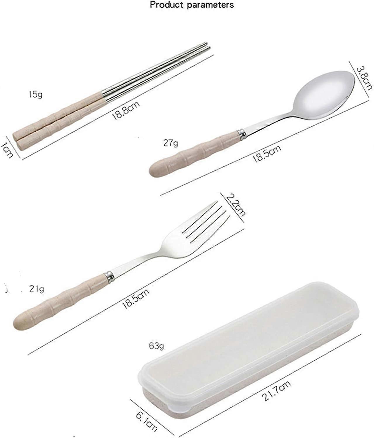 Stainless steel wheat straw tableware 3-piece set, portable reusable ...