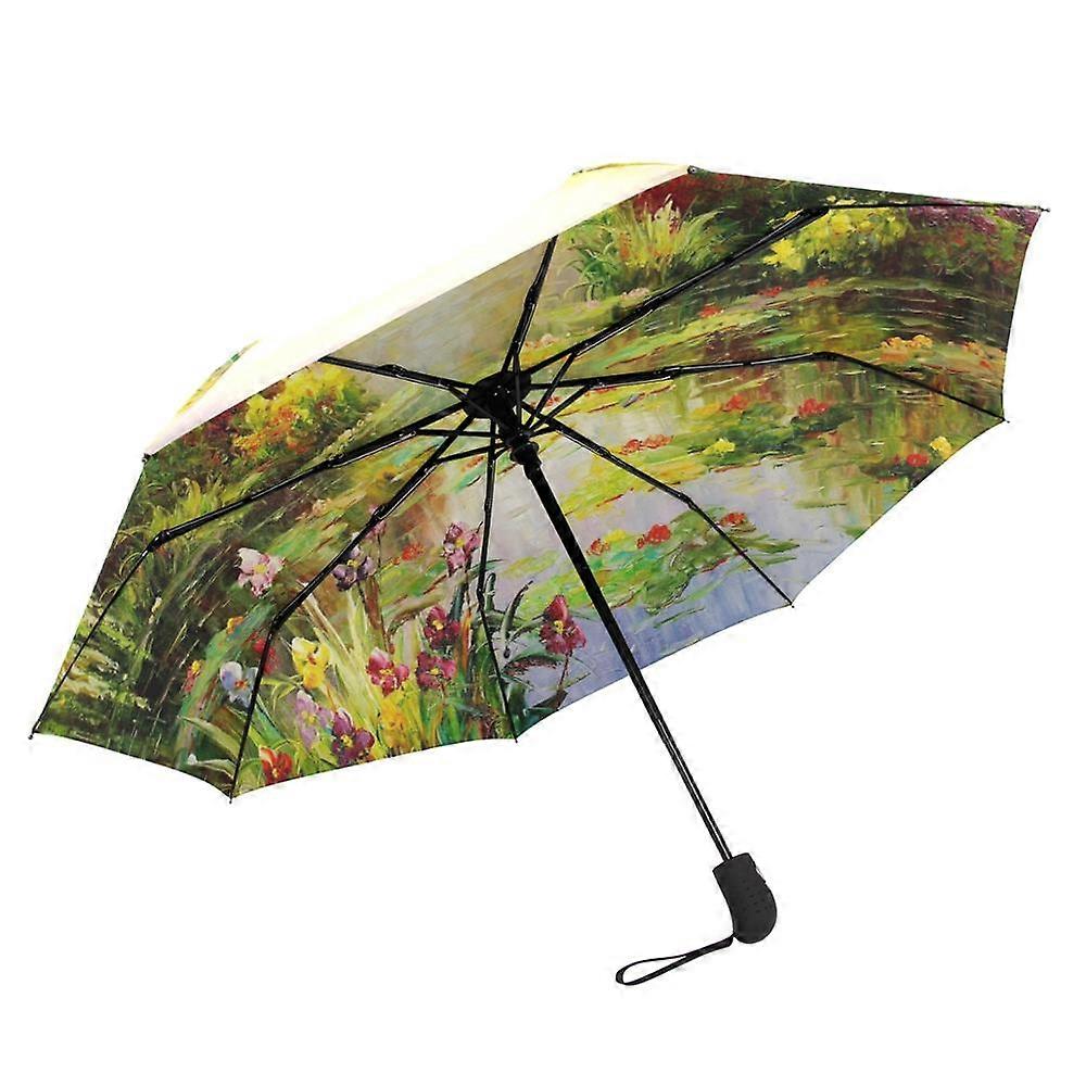 Claude Monet Oil Painting Umbrella Rain Women Fully Automatic Three ...