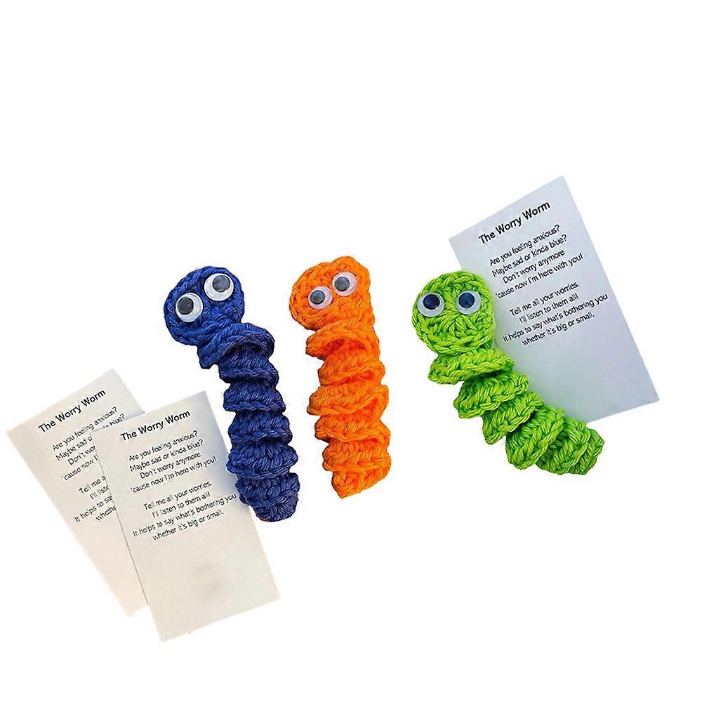 Crochet Worry Worm with Cards Googly Eyes Worry Worm Gifts Anxiety ...