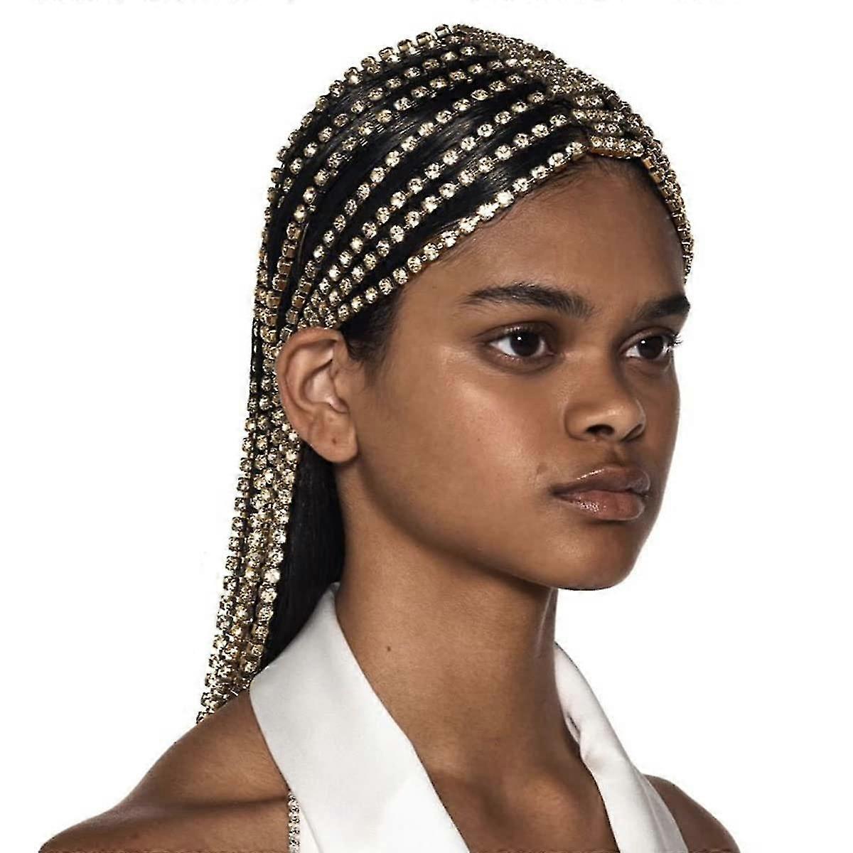 Hair Chain Jewelry For Women Rhinestones Crystal Headpiece Bridal Long ...